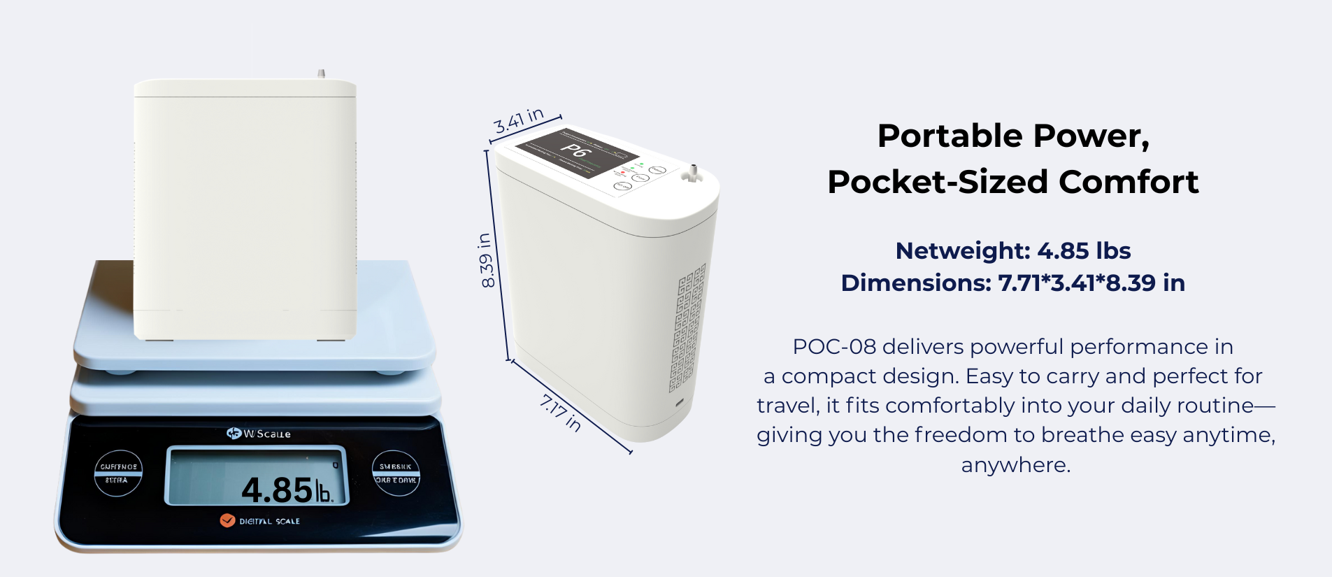 Quiet Lightweight 8L Portable Oxygen Concentrator | 11 Hours Battery ...